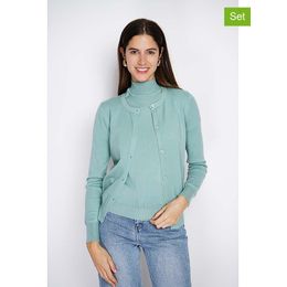 William de Faye Twinset in T&uuml;rkis - 75% | Gr&ouml;&szlig;e 42 | Damen-pullover-cardigans