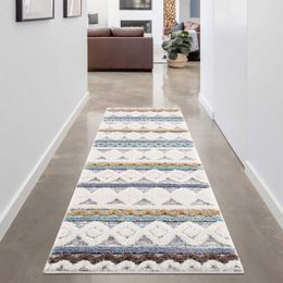 Carpet City Hochflor-Teppich &raquo;Focus 3013&laquo; rechteckig 20 mm H&ouml;he L&auml;ufer, Boho, Hochtief-Muster/ 3D-Effekt, f&uuml;r Wohnzimmer, Schlafzimmer bunt Polypropylen