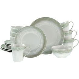 Creatable Kombiservice &raquo;Celadon, Service 16-tlg.&laquo; Elegantes Stabrelief, Farbverlauf Steinzeug
