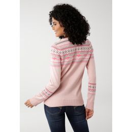 Kangaroos Damen Kangaroos Norwegerpullover im winterlichen Design rosa 32/34