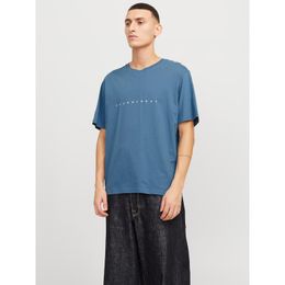 Jack & Jones Jack & Jones Herren Rundhalsshirt &raquo;JJESTAR mit Pigmentprint und Baumwollgef&uuml;hl&laquo; Baumwolle, relaxed fit blau XS