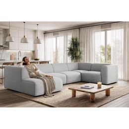 OTTO home Wohnlandschaft &raquo;Merid U-Form, B: 367 cm&laquo; jederzeit durch Module erweiterbar grau Struktur fein (100% Polyester);Samtoptik (100% Polyester);