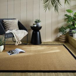 FLAIR RUGS Teppich &raquo;Sisal Look&laquo; rechteckig 6 mm H&ouml;he Sisal Look Border Indoor Outdoor Bodenl&auml;ufer Teppich schwarz Kunstfaser