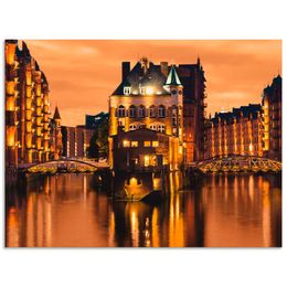 Artland Wandbild &raquo;Speicherstadt in Hamburg&laquo; Deutschland 1 Stk. tlg. als Alubild, Leinwandbild in verschied. Gr&ouml;&szlig;en orange