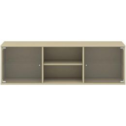 Lowboard &raquo;Mistral, Hochwertig Schrank, h&auml;ngend/stehend montierbar&laquo; mit zwei Glast&uuml;ren, B: 133 cm, anpassungsbar Designm&ouml;bel beige