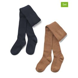 Wheat 2er-Set: Woll-Strumpfhosen in Dunkelblau/ Hellbraun - 49% | Gr&ouml;&szlig;e 50/56 | Babysocken-strumpfhosen