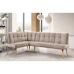 exxpo - sofa fashion Eckbank &raquo;Latte&laquo; moderne Sitz- und R&uuml;ckensteppung, bequem und elegant, hoher Holzfu&szlig; 100% PES