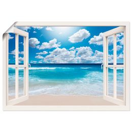 Artland Wandbild &raquo;Fensterblick Gro&szlig;artige Strandlandschaft&laquo; Fensterblick 1 Stk. tlg. als Leinwandbild, Poster in verschied. Gr&ouml;&szlig;en wei&szlig;