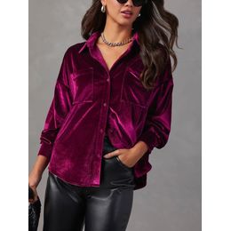 Milan Kiss Samtbluse in Bordeaux - 62% | Gr&ouml;&szlig;e M | Damen-blusen
