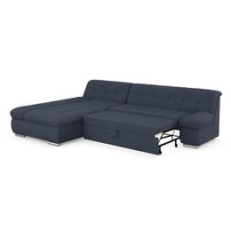 DOMO collection Ecksofa &raquo;Mona L-Form&laquo; wahlweise mit Bettfunktion blau Struktur fein 100% Polyester;Chenilleoptik 100% Polyester;SOFTLUX/Struktur fein 