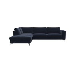FLEXLUX Ecksofa &raquo;Fiore, L-Form, bequem und komfortabel durch hochwertigem Sitzaufbau&laquo; breite Armlehnen, Kaltschaum, F&uuml;&szlig;e Alu+schwarz blau 100% 