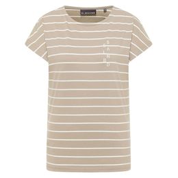 ELBSAND Shirt "Selma" in Beige/ Wei&szlig; - 42% | Gr&ouml;&szlig;e M | Damen-tops