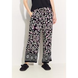Cecil Damen Culotte &raquo;Style Neele&laquo; Sommerhose mit Ornament Muster schwarz S (38), L&auml;nge 26