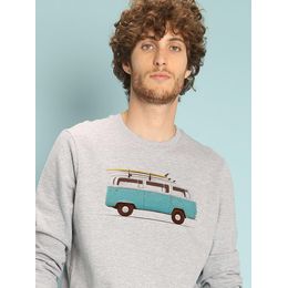 WOOOP Sweatshirt "Blue Van" in Grau - 60% | Gr&ouml;&szlig;e M | Herren-plussize