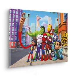 Komar Leinwandbild &raquo;Spidey and His Amazing Friends Selfie - Gr&ouml;&szlig;e 60 x 40 cm&laquo; 1 Stk. tlg. Keilrahmenbild mit Echtholzrahmen, Kinderzimmer bunt Holz, Papier