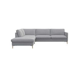 FLEXLUX Ecksofa &raquo;Fiore, L-Form&laquo; schmale Armlehnen, Kaltschaum, F&uuml;&szlig;e Alu+ Eiche grau 100% Polyester
