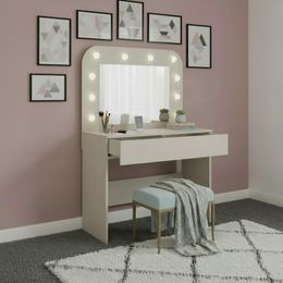 OTTO home Schminktisch &raquo;NANCY,BE A STAR! Hollywood Spiegel+Beleuchtung, Schublade Soft Close&laquo; B/T/H: 100/42,5/142cm, Farbei Kaschmir Beige, 