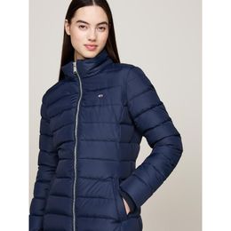 Tommy Jeans Damen Steppmantel &raquo;TJW ESSENTIAL HOODED DOWN COAT&laquo; mit Fellimitat, Logostickerei blau S (36)