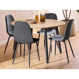 ACTONA GROUP Esszimmer-Set &raquo;Essgruppe, Speisetisch mit Wohnzimmerst&uuml;hlen&laquo; Set, 1x Tisch + 4x St&uuml;hle, 5 Stk. tlg. schwarz Polyester