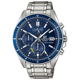 CASIO EDIFICE Herren CASIO EDIFICE Chronograph Solaruhr, Armbanduhr, Herrenuhr, Edelstahlarmband, Saphirglas silber