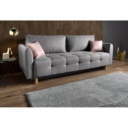 Home Affaire Schlafsofa &raquo;Nordic&laquo; inklusive Bettkasten und Zierkissen grau Struktur (100% Polyester);Zierkissen: 100% Polyester;Korpus: 100% Polyester;