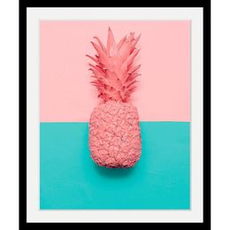 queence Bild &raquo;Ananas&laquo; Ananas Essen Humor Lebensmittel Obst Obst Bilder HD Premium Poster-Druck inkl. Holzrahmen bunt Acrylglas, Holz, Papier