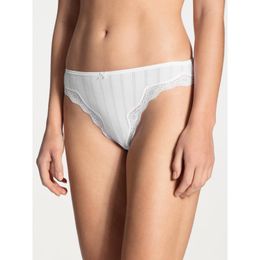 Calida Damen Calida H&uuml;ftslip &raquo;Etude Toujours&laquo; Nadelstreifen-Optik, florale Spitze, Regular-Cut, Jacquard, elastisch wei&szlig; XS (36/38)