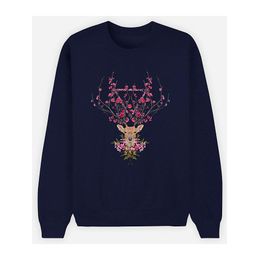 WOOOP Sweatshirt "Spring Deer" in Dunkelblau - 54% | Gr&ouml;&szlig;e M | Damen-sweatshirts-jacken