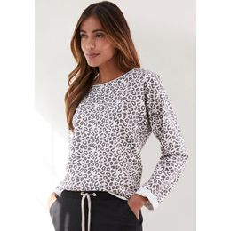 Lascana Damen Lascana Sweatshirt, Langarmshirt in locker sitzendem Schnitt, Loungewear beige 32/34