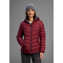 Polarino Damen Steppjacke mit Kapuze &Uuml;bergangsjacke f&uuml;r k&uuml;hle Tage, aus leichtem Webmaterial rot 40