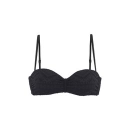 Lascana Damen Lascana B&uuml;gel-Bandeau-Bikini-Top &raquo;Omara&laquo; mit Lochstickerei schwarz 40, Cup E