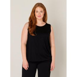 Base Level Curvy Damen Longtop &raquo;Yasmina&laquo; Formgebendes B&uuml;ndchen am Saum schwarz 58 (60)