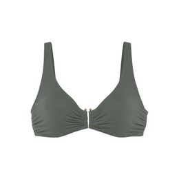 Lascana Damen Lascana B&uuml;gel-Bikini-Top &raquo;Italy&laquo; mit goldfarbigen Accessoire gr&uuml;n 44, Cup E