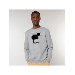 WOOOP Sweatshirt "Ink cat" in Grau - 60% | Gr&ouml;&szlig;e M | Herren-plussize