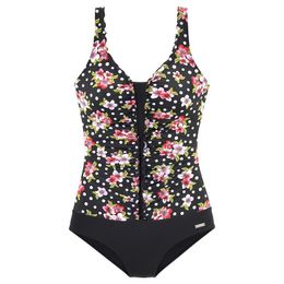Lascana Damen Lascana Badeanzug mit floralem Print und Shaping-Effekt schwarz 40, Cup D