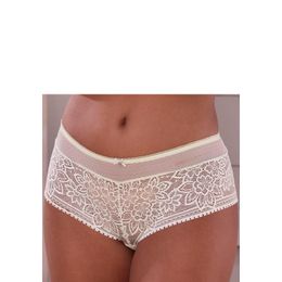 Lascana Damen Lascana Panty aus blumiger Jacquardspitze mit h&uuml;bschem Accessoire beige 40/42