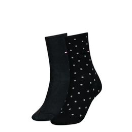 Tommy Hilfiger Damen Socken &raquo;TH WOMEN SOCK DOT 2P&laquo; 2 Paar, 2 Stk. tlg. mit feinem Rippenb&uuml;ndchen und Logostickerei schwarz 39-42