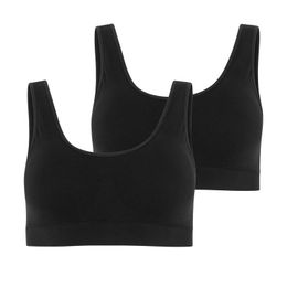 Jockey Damen Bralette &raquo;Seamfree Stretch&laquo; 2er Pack, Rundhals, breite Tr&auml;ger, ohne Seitenn&auml;hte schwarz XL, N-Gr