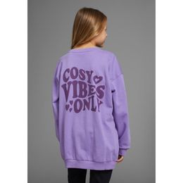 Kidsworld Damen Kidsworld Sweatshirt &raquo;R&uuml;ckenprint Sweatshirt&laquo;,, in bequemer Form f&uuml;r M&auml;dchen lila 176/182
