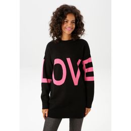 Aniston Casual Damen Aniston CASUAL Strickpullover mit eingestricktem LOVE-Schriftzug schwarz 44