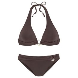 s.Oliver Damen s.Oliver Triangel-Bikini &raquo;Tonia&laquo; mit herausnehmbaren Cups, im Nacken zu binden, im R&uuml;cken zu schlie&szlig;en braun 34, Cup C/D
