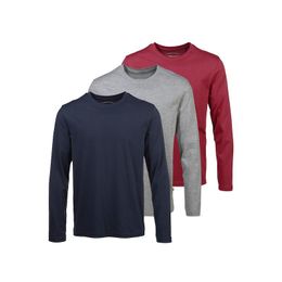 MAN'S WORLD Man's World Herren Langarmshirt &raquo;neue Farbe !&laquo; 3er-Pack, Langarm, unifarben, aus Baumwolle, im 3er-Pack bunt 56/58 (XL)
