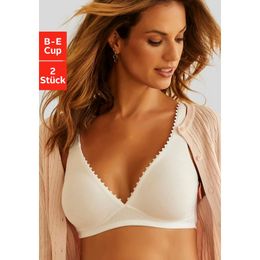 Petite Fleur Damen Petite Fleur Bralette-BH Packung, 2 St&uuml;ck, ohne B&uuml;gel in High-Apex-Schnittform mit Zierborte, Basic Dessous schwarz-wei&szlig; 70, Cup B