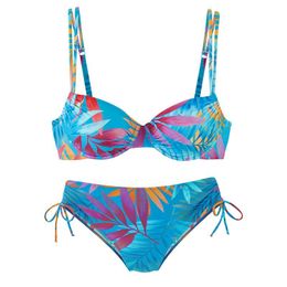 Lascana Damen Lascana B&uuml;gel-Bikini mit Doppeltr&auml;gern blau 36, Cup D