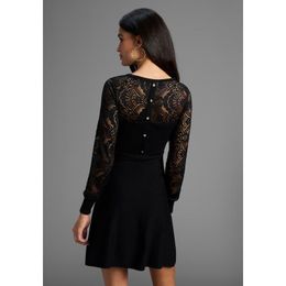 Melrose Damen Strickkleid Mini-L&auml;nge, f&uuml;r besondere Anl&auml;sse, mit Spitzeneinsatz schwarz 40, N-Gr