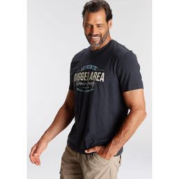 MAN'S WORLD Man's World Herren T-Shirt Kurzarm, Regular Fit, mit Print, Rundhalsausschnitt blau S (44/46)