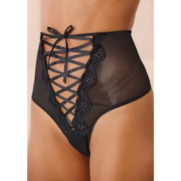 Petite Fleur Gold Damen Petite Fleur Gold High-Waist-String mit Ouvert-&Ouml;ffnung schwarz 36/38