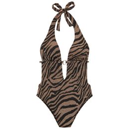 Bruno Banani Damen Monokini in zweifarbiger Animal-Optik schwarz 40, Cup C/D