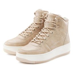 ELBSAND Damen Sneaker &raquo;Freizeitschuh, Halbschuh, High Top Sneaker, Turnschuh, Schn&uuml;rschuh&laquo; Schn&uuml;rhalbschuh mit kuscheligem Warmfutter beige 38
