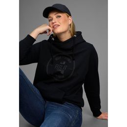 OCEAN SPORTSWEAR Damen Kapuzensweatshirt, Langarm, figurumspielender Schnitt, aus elastischem Material schwarz 56/58